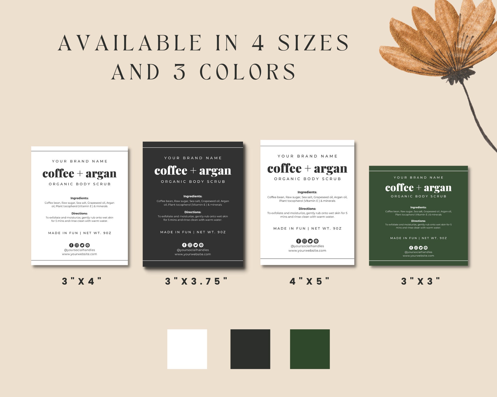 Editable Pouch Label Template Modern Tea Pouch Label Minimal - Etsy