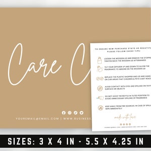 Car Diffuser Care Card Template: Printable Instructions (digital ...
