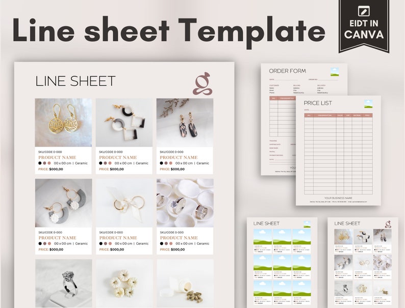 Wholesale Line Sheet Template: Price List & Order Form (canva Editable ...