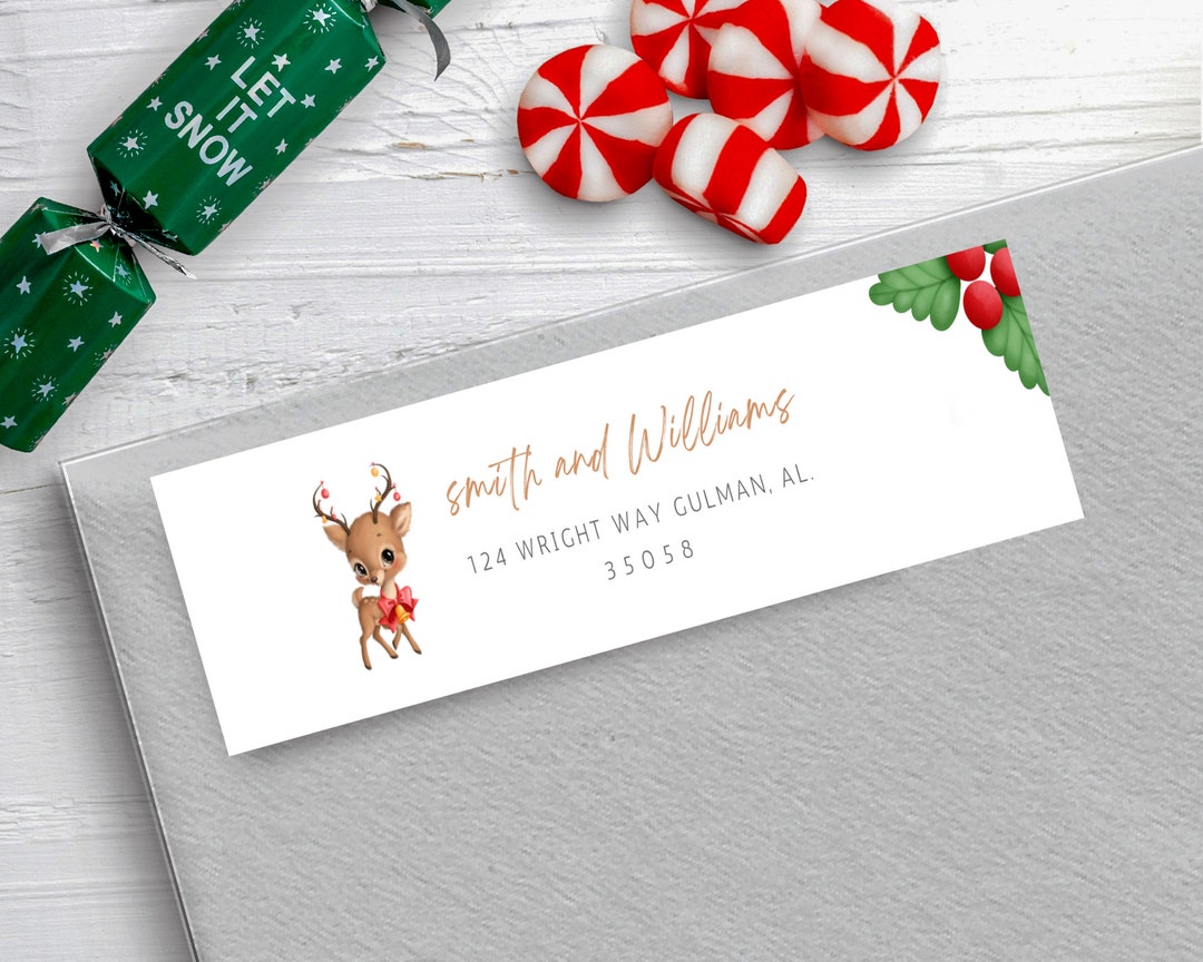Editable Christmas Address Label, Christmas Address Labels, Address ...