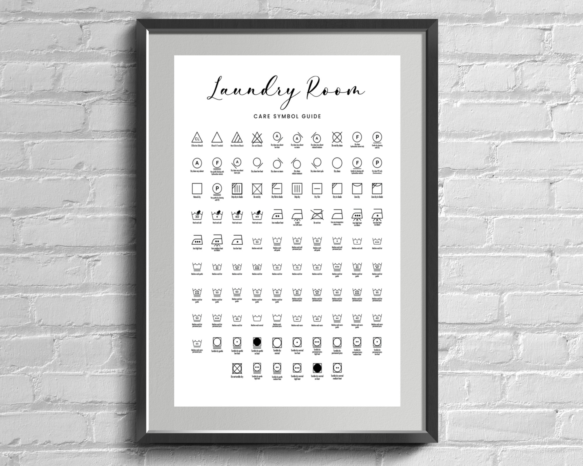 Laundry Symbols & Stain Removal Guide: Laundry Room Decor (instant ...