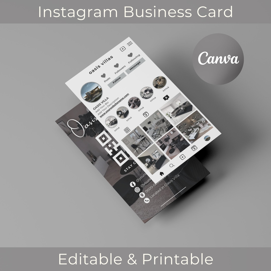 Airbnb Instagram Card Template Instagram Business Card Diy - Etsy