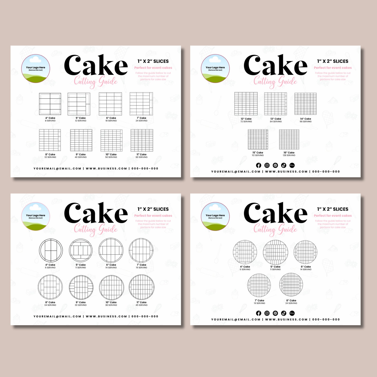 Cake Cutting Guide, Printable Cake Cutting Set Instruction Card, Cake ...