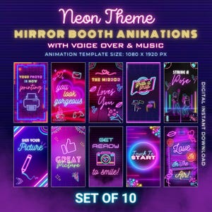 Mirror Booth Animations, Neon Purple Animations, Touch to Start ...