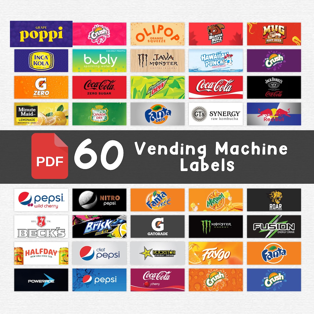 Vending Machine Labels, High Quality Labels, Sparkling Water and Soda ...