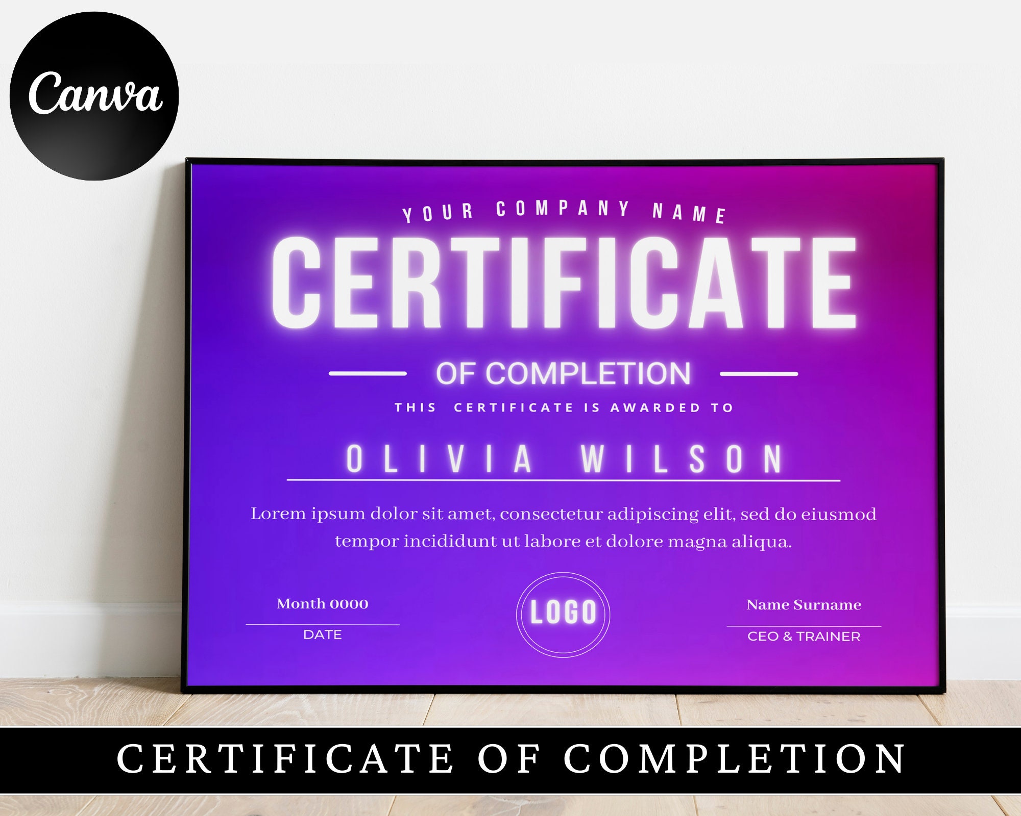 Printable Completion Certificatecertificate of Completion - Etsy