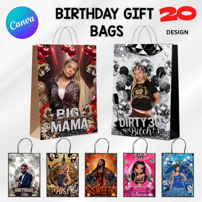 Customizable Birthday Gift Bag Template for Memorable Celebrations and ...