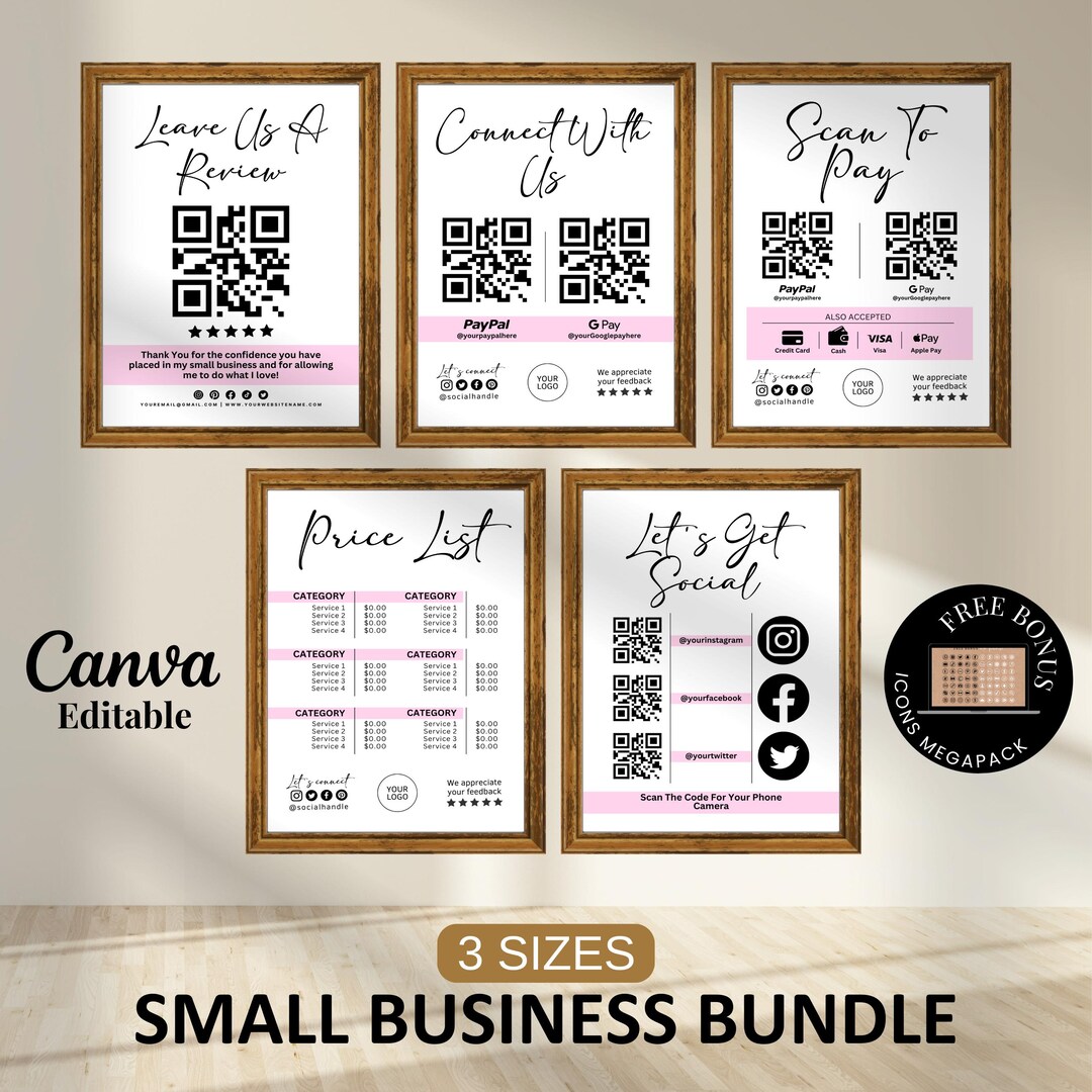 Qr Code Sign Business, Scan to Pay, Follow Us Qr Code Sign, Price List ...