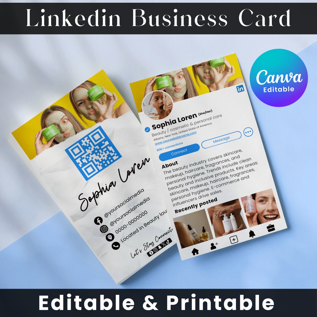 Print Linkedin Business Card Template, Qr Code Linkedin Card, Digital ...