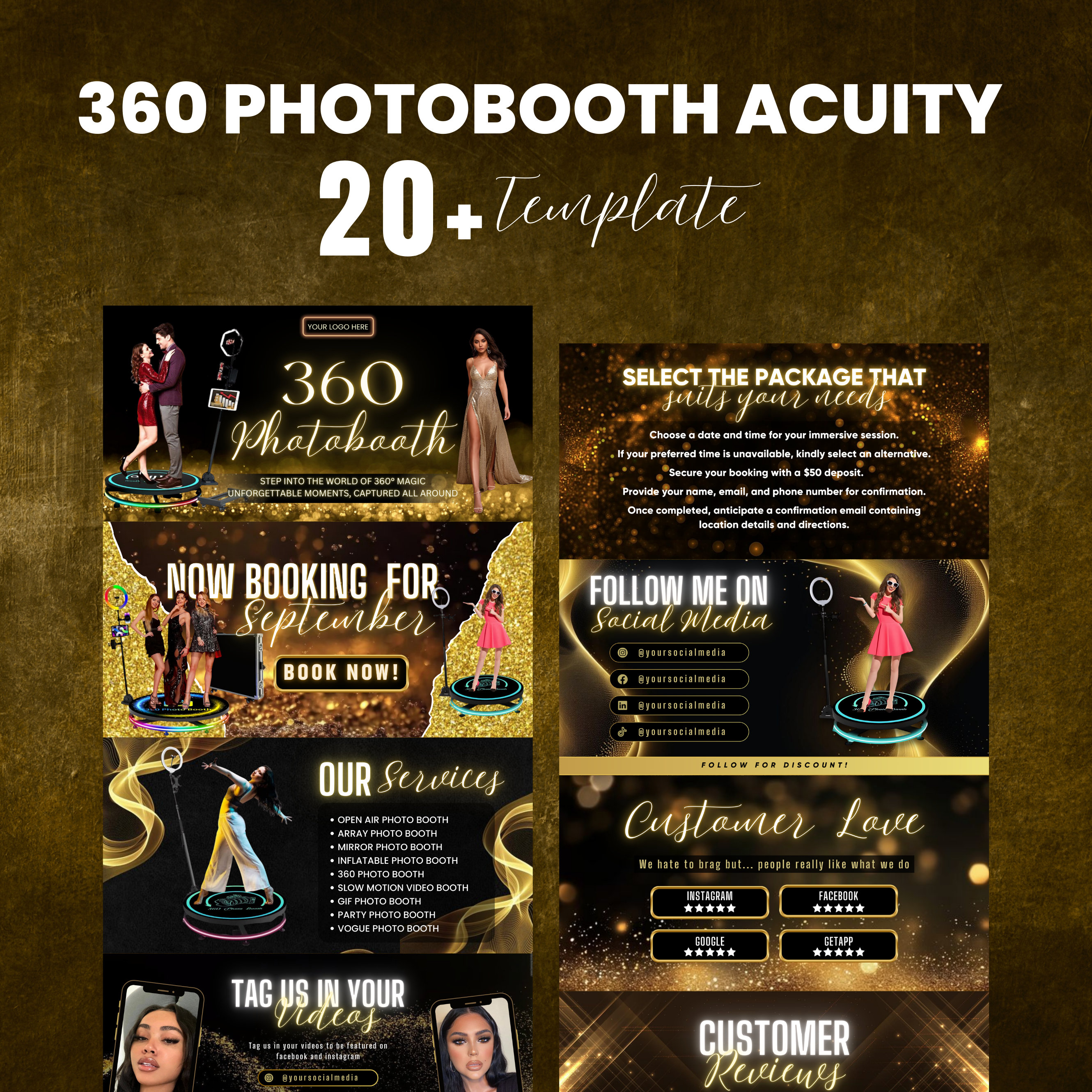 360 Photo Booth Business Bundle, Acuity Scheduling Templates, 360 ...