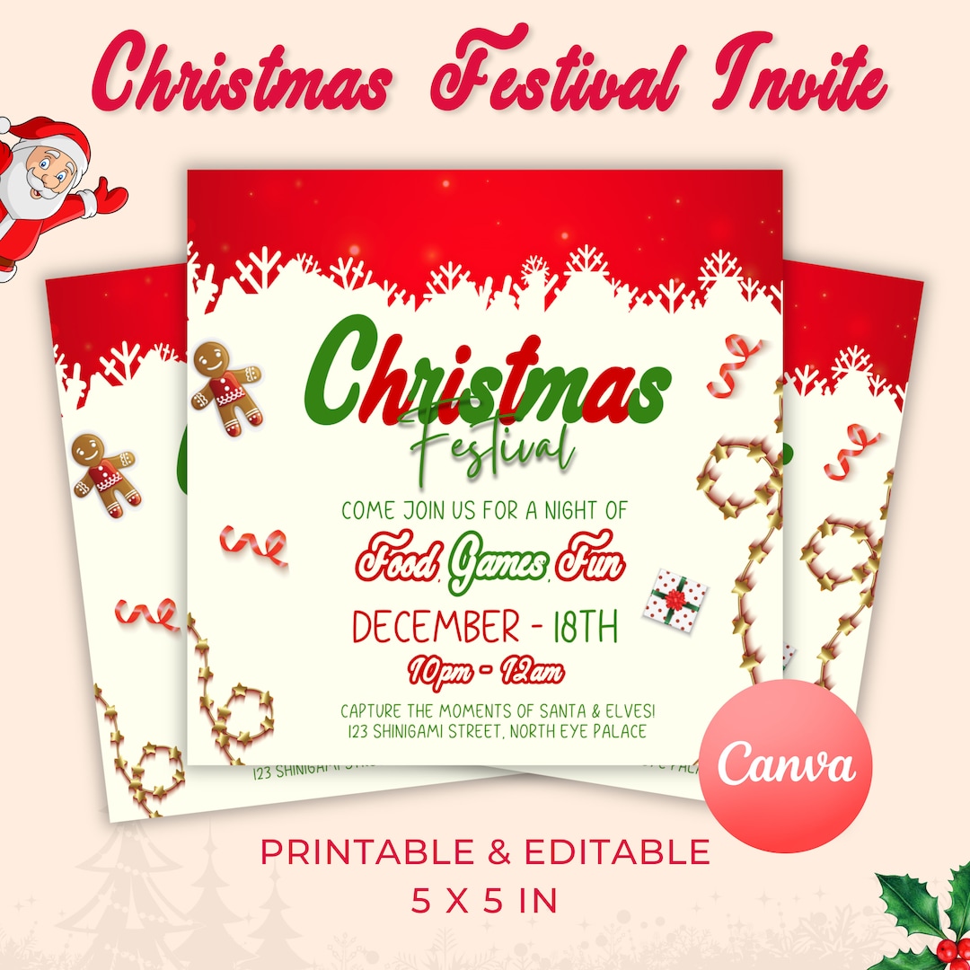 Editable Christmas Festival Flyer/poster Invitation Canva Template, DIY ...