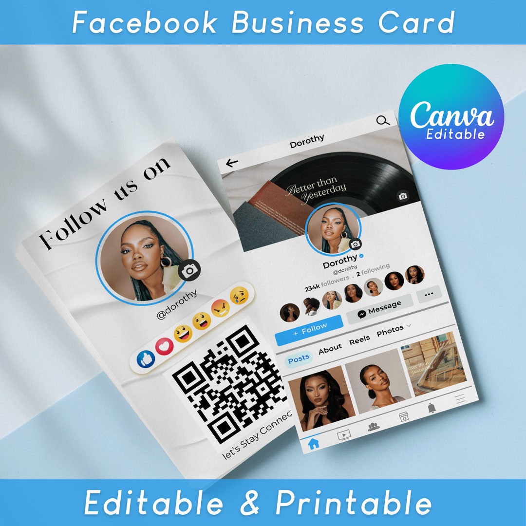 Facebook Business Card Template, FB Business Card, DIY Canva Digital ...