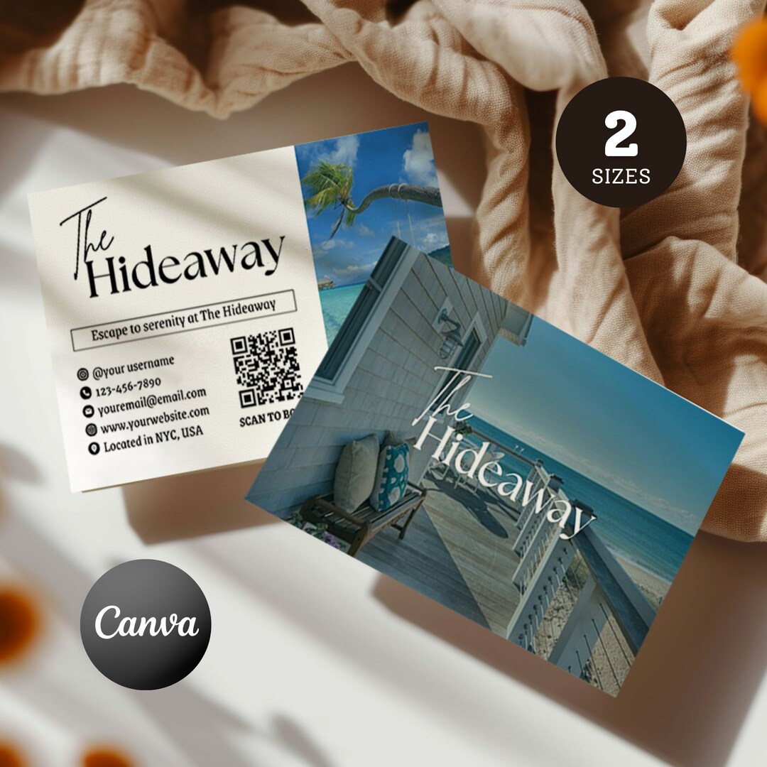 Modèle de carte de visite Airbnb QR Code, modèle Air bnb, modèle Canva ...