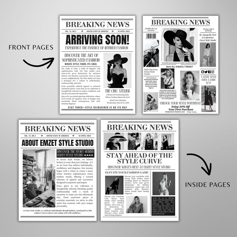 Canva Business Newspaper Template Newspaper Announcement Template ...