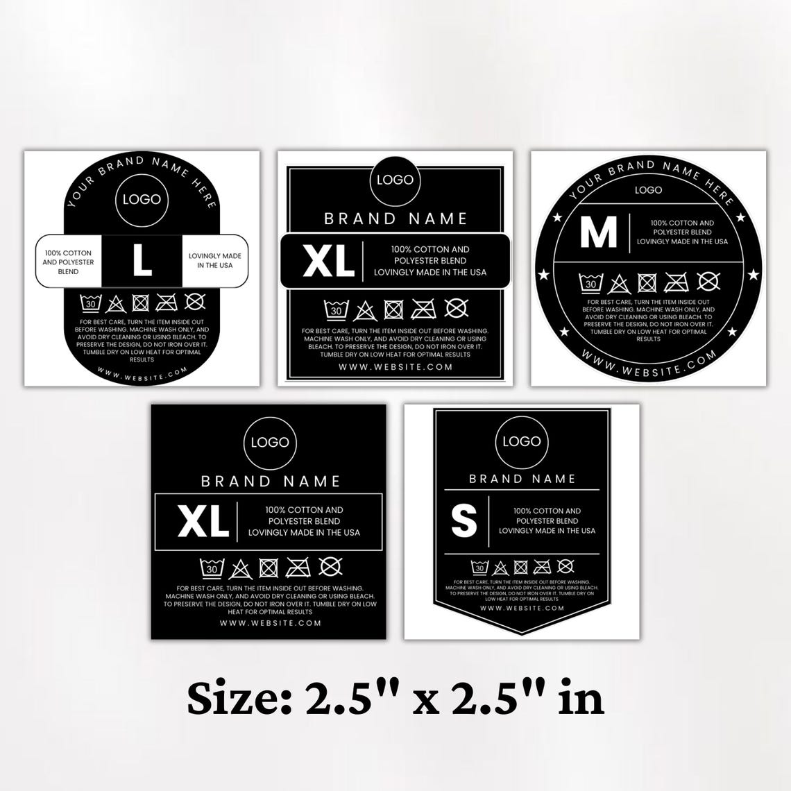 20 Clothing Neck Tag Bundle, T-shirt Custom Neck Labels, Garment Care ...
