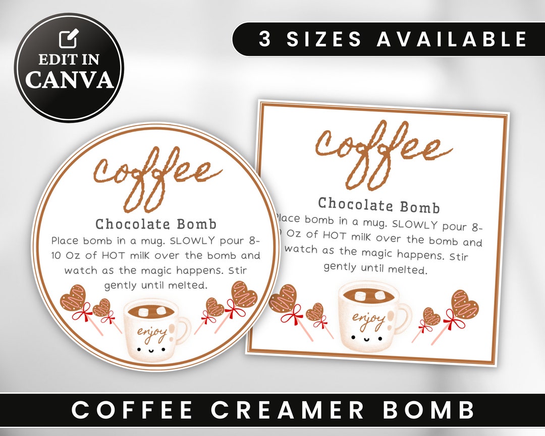 Editable Coffee and Creamer Bomb Tag, Coffee Creamer Label, Hot Cocoa ...