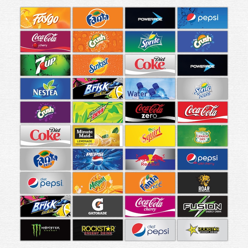 40 Vending Machine Labels, High Quality Labels, Sparkling Water and ...