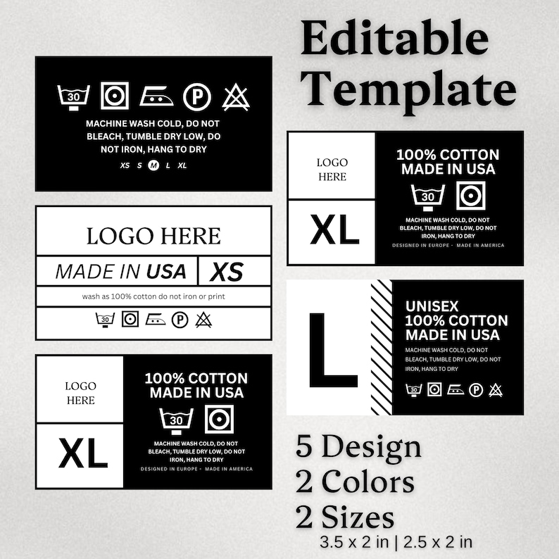 Clothing Neck Tag Template Bundle: Custom Garment Labels (canva ...