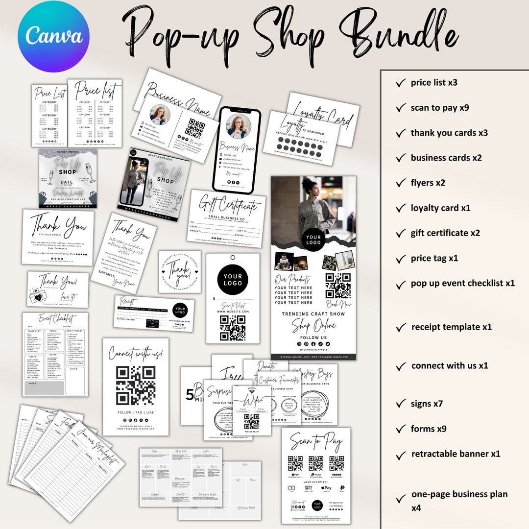Craft Show Bundle, Small Business Bundle, Price List Template, QR Code Sign, Scan to Pay ...