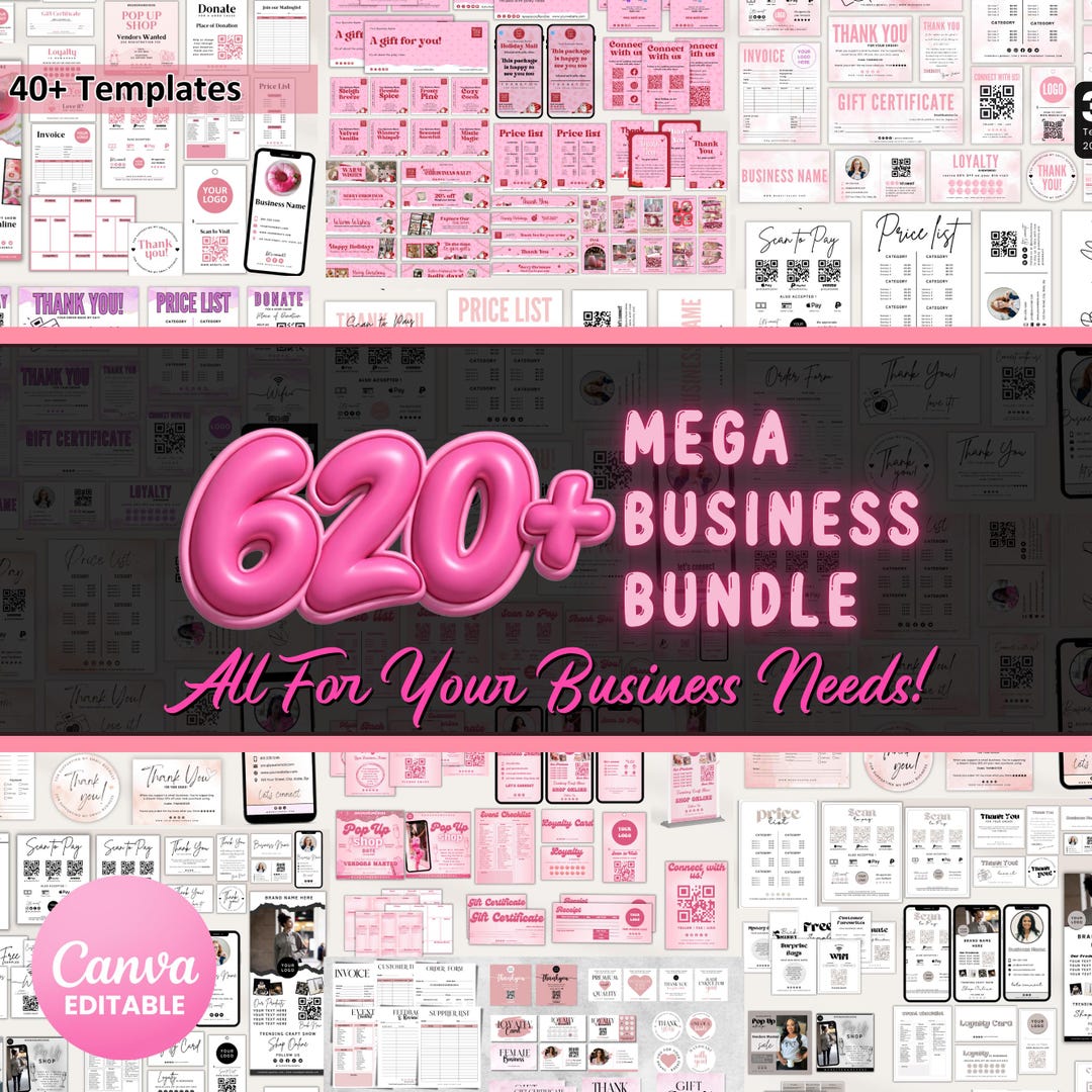 Small Business Starter Kit: 620+ Editable Canva Templates, Small ...