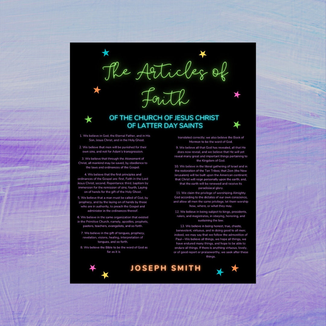 The Article of Faith Proclamation Neon 8.5x11 *DIGITAL* - Etsy