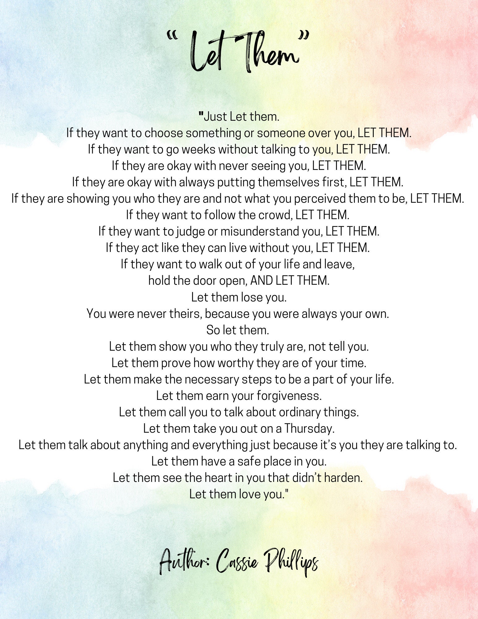 Let Them Poem 8.5x11 - Etsy