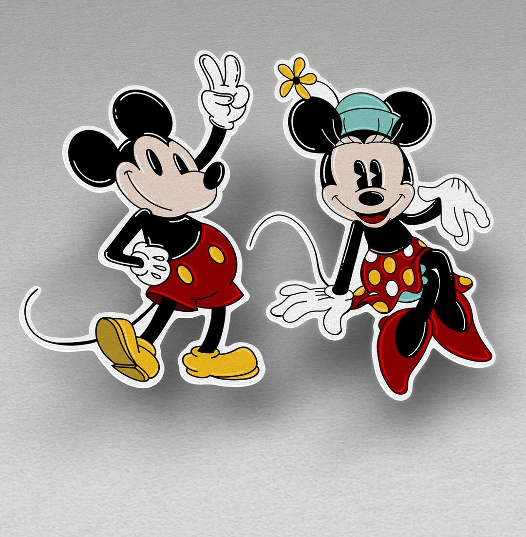 Mickey And Minnie Sticker Pair Mickey Sticker Minnie Sticker Uv Stickers Waterproof Stickers