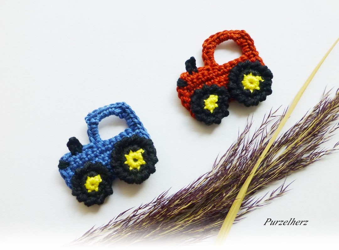 Crocheted Tractor in Your Choice of Color Tractor, Crochet Applique ...