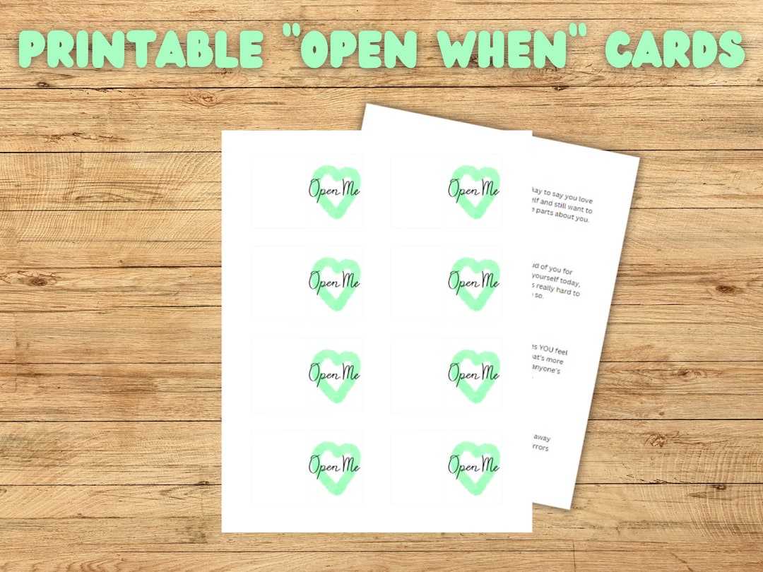 Printable "open When You Feel Insecure" Cards - Etsy