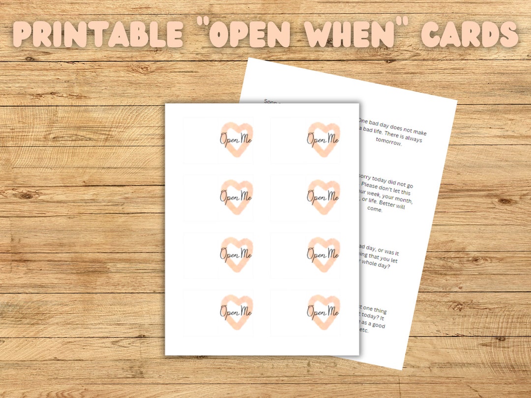 Printable "open When You Had a Bad Day" Cards - Etsy