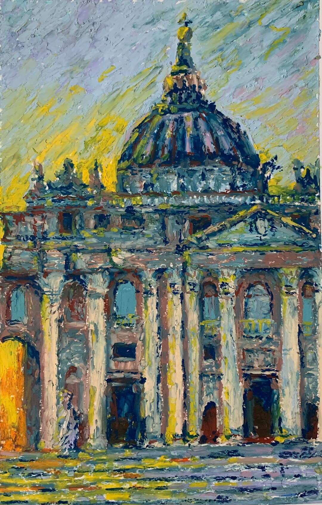 Oil Pastel Drawing St. Peter's Basilica Vatican 16 X 25 Cm on Hard ...