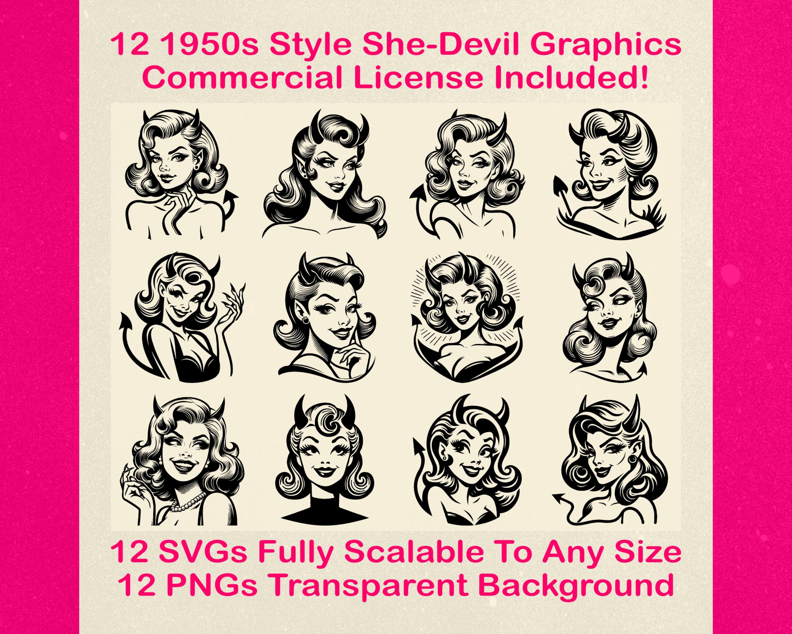 1950s She Devil Graphics | PNG SVG | Original and Unique | Commercial ...