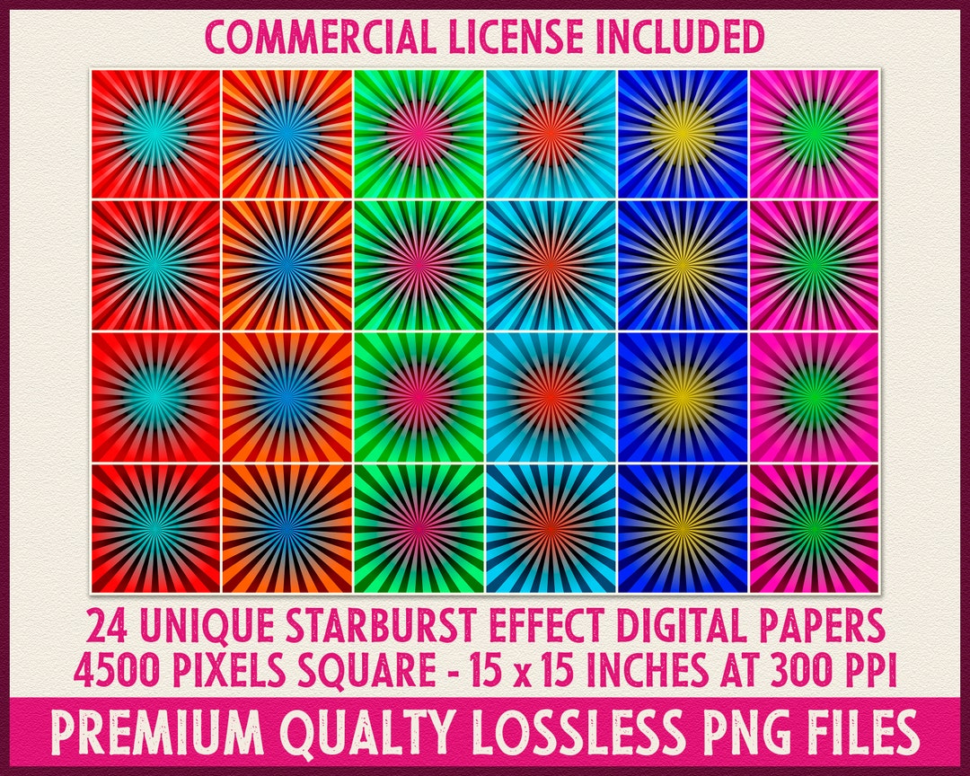 24 Unique Starburst Digital Paper Backgrounds Printable Sunburst ...