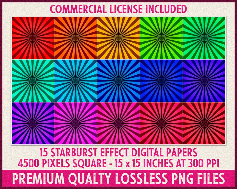 15 Starburst Digital Paper Backgrounds Printable Sunburst - Etsy