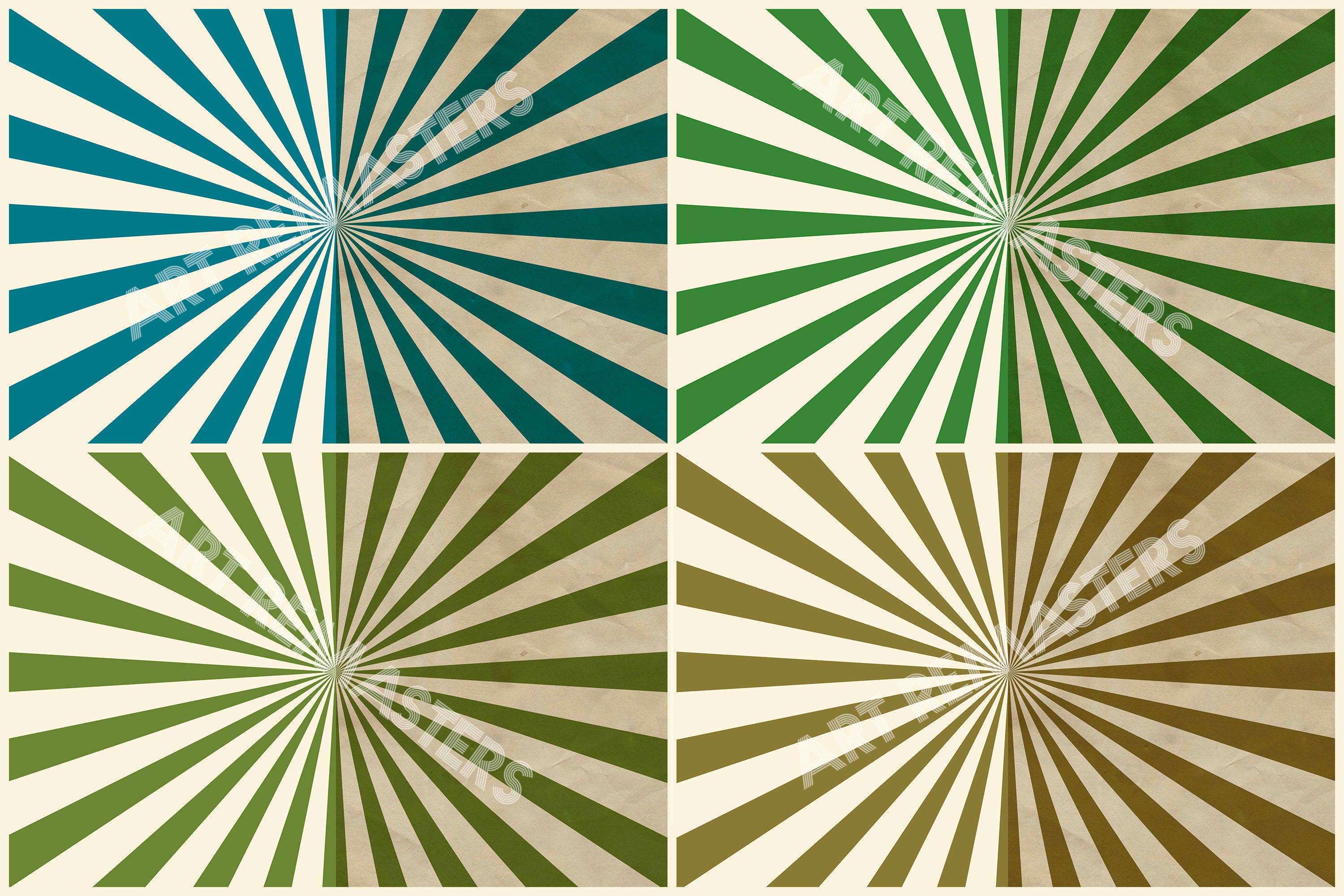 16 Retro Starburst Digital Paper Backgrounds Printable Sunburst ...