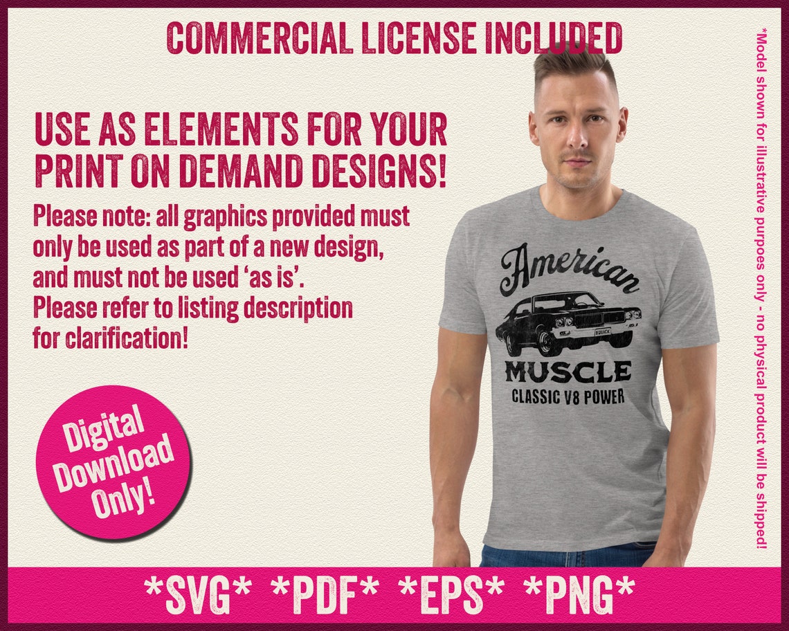 Classic American Muscle Cars | Digital Download Only | Car Clipart ...