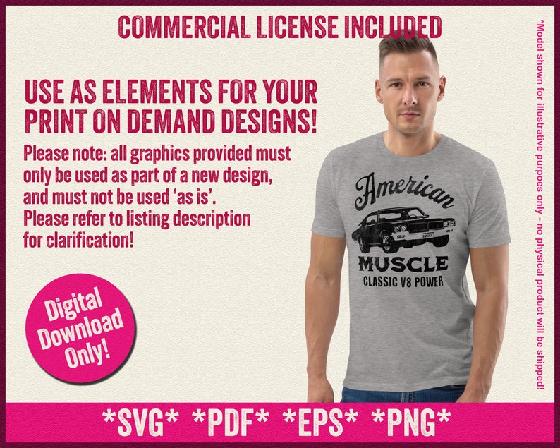 Classic American Muscle Cars | Digital Download Only | Car Clipart ...