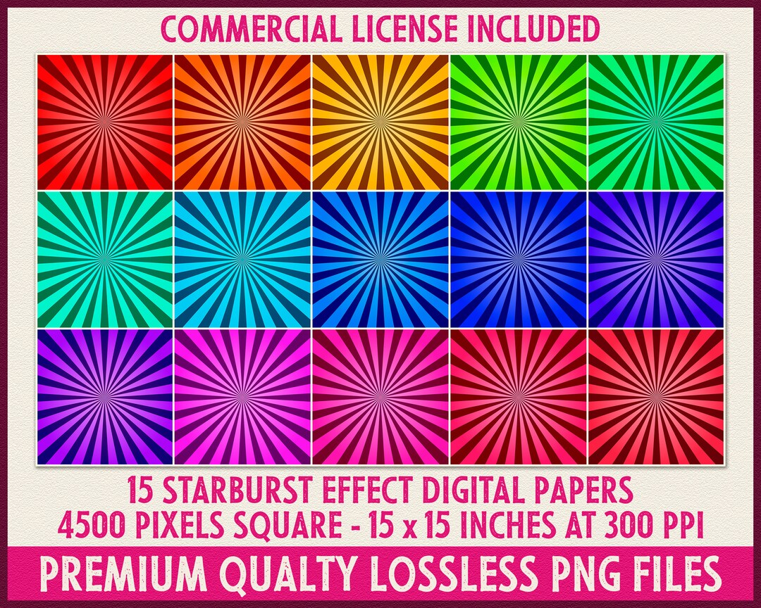 15 Starburst Digital Paper Backgrounds Printable Sunburst Scrapbook ...
