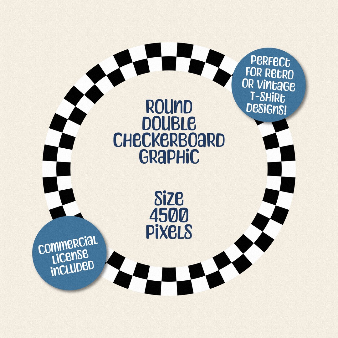 Checkered Round Circle Frame Graphic | Circular Checkerboard | Retro ...