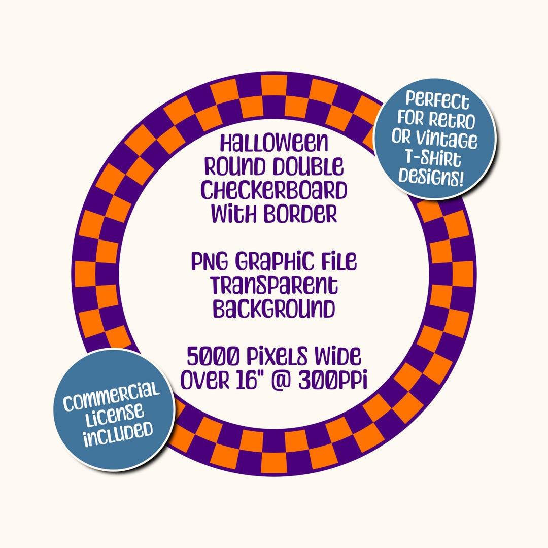 Halloween Checkered Round Circle Frame Graphic | Digital Download ONLY ...
