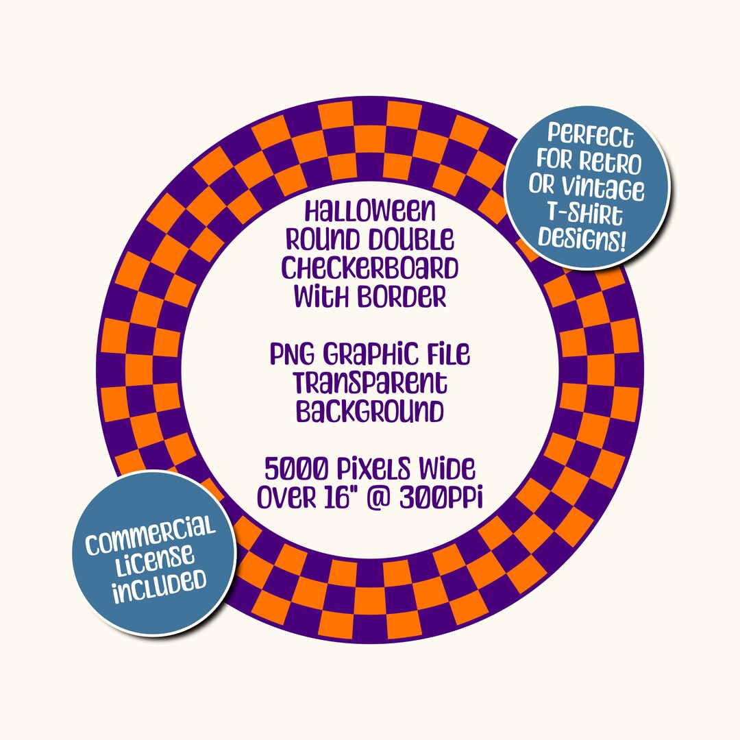 Halloween Checkered Round Circle PNG Graphic | Digital Download ONLY ...