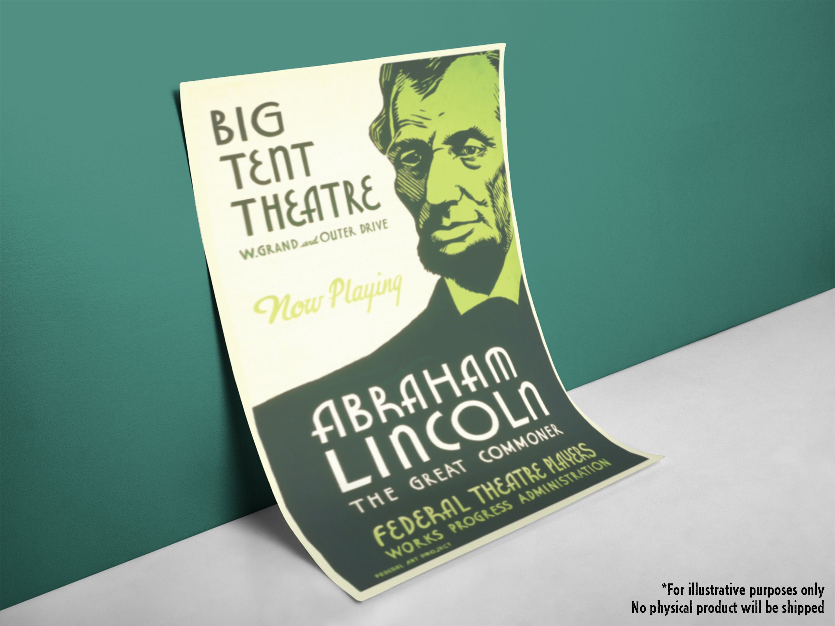 Old Abraham Lincoln Theatre Poster digital Download Remastered Artwork ...