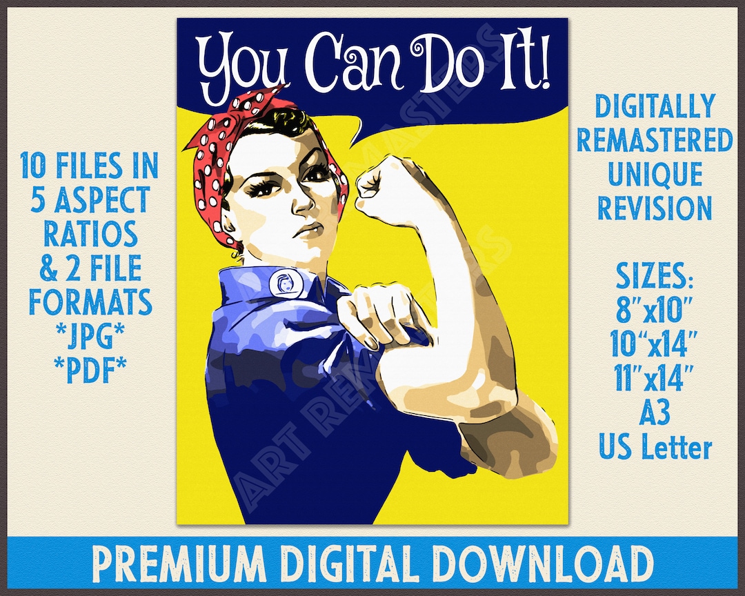 Rosie the Riveter Printable DIGITAL DOWNLOAD Remastered Artwork We Can ...