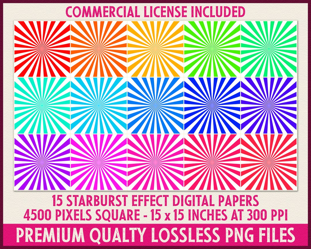 15 Starburst Digital Paper Backgrounds | Printable Sunburst Scrapbook ...