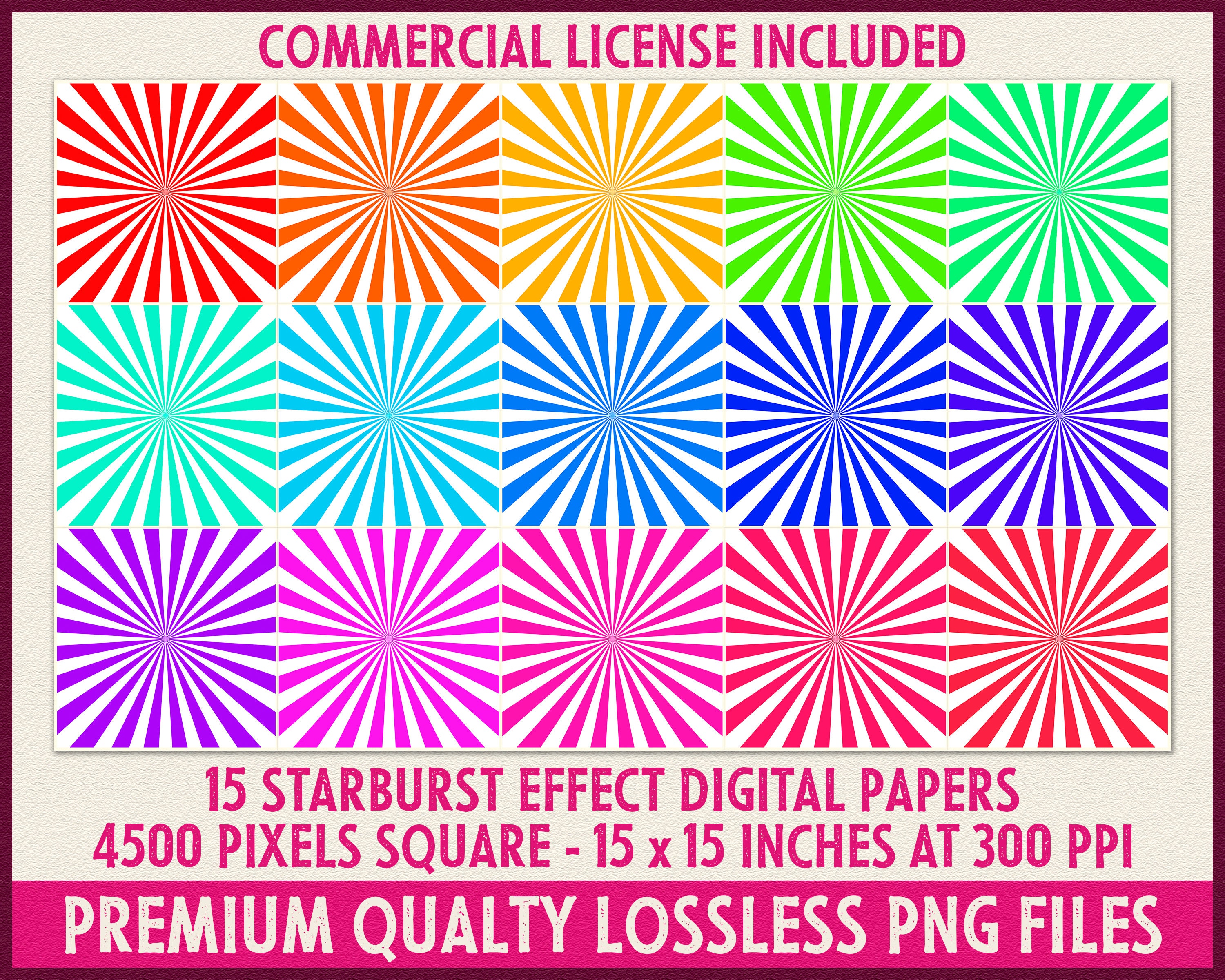 15 Starburst Digital Paper Backgrounds | Printable Sunburst Scrapbook ...