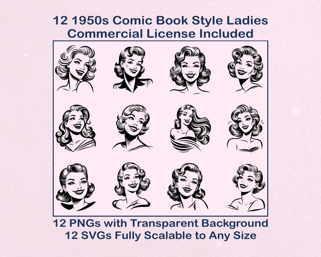 1950s Women PNG SVG Original and Unique Commercial Use Allowed for ...