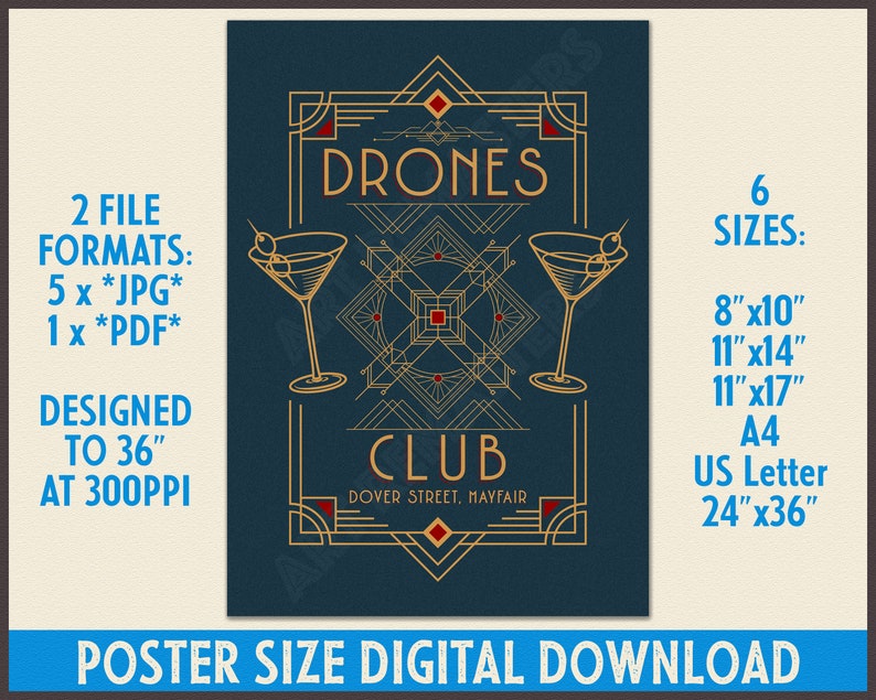 The Drones Club Poster DIGITAL DOWNLOAD Wodehouse Poster - Etsy