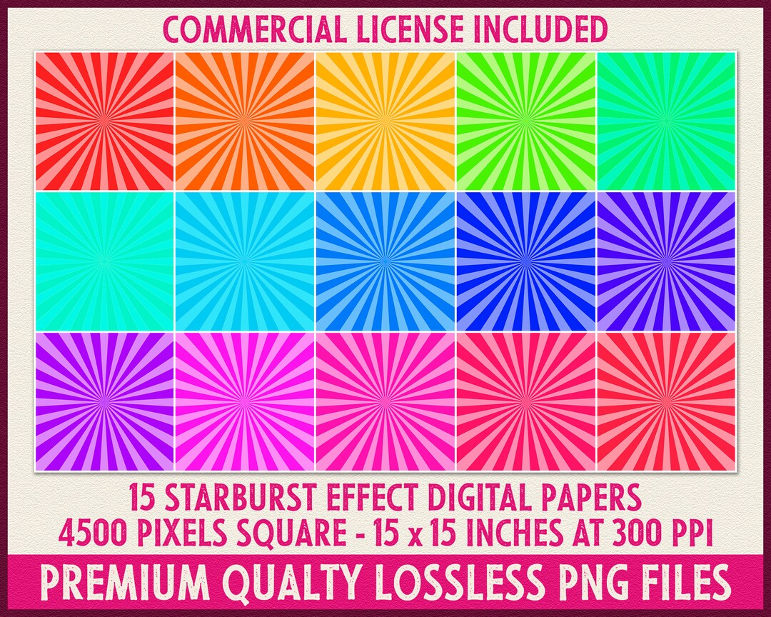 15 Starburst Digital Paper Backgrounds Printable Sunburst - Etsy
