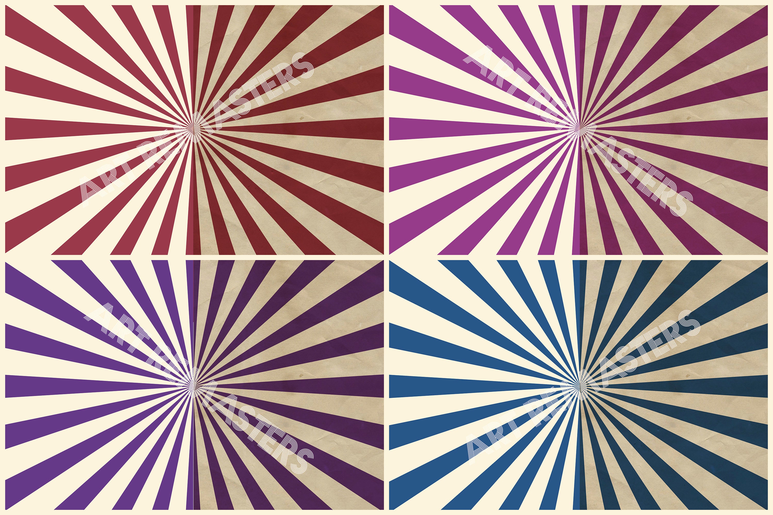 16 Retro Starburst Digital Paper Backgrounds Printable Sunburst ...