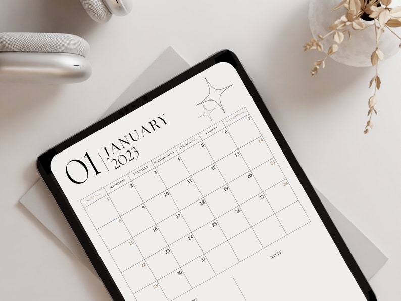 2023 Digital Planner Printable Calendar Minimalist Monthly - Etsy